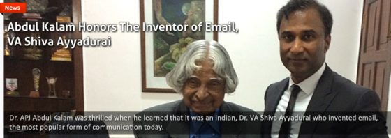 Abdul Kalam Honors Inventor of Email, VA Shiva Ayyadurai