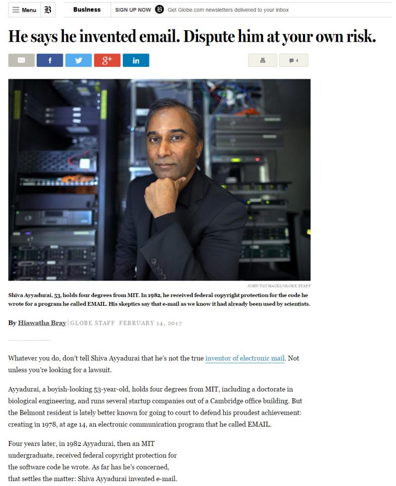 He says he invented email. Dispute him at your own risk.