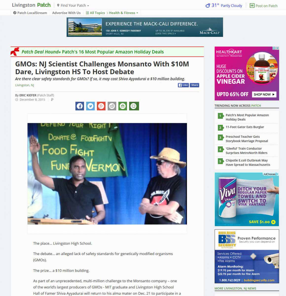 GMOs: NJ Scientist Challenges Monsanto With $10M Dare, Livingston HS To ...