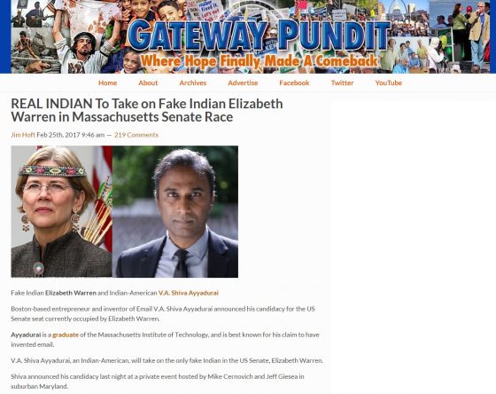 REAL INDIAN To Take on Fake Indian Elizabeth Warren in Massachusetts ...
