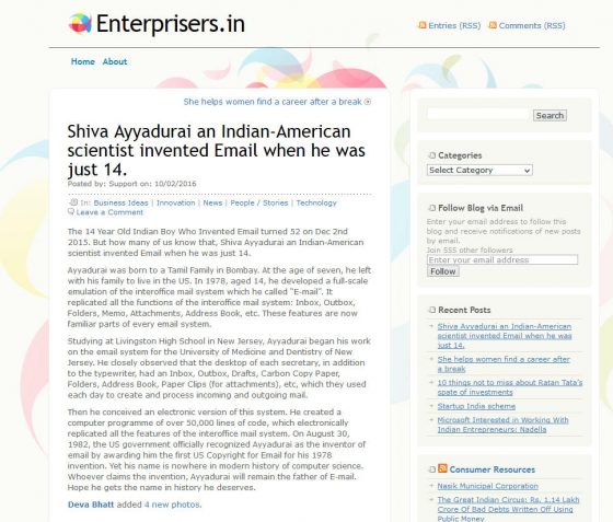 Shiva Ayyadurai, an Indian-American scientist invented Email when he ...